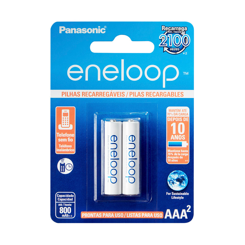 Pilha Recarregável Panasonic Eneloop Palito AAA 2 unidades - Soares ...