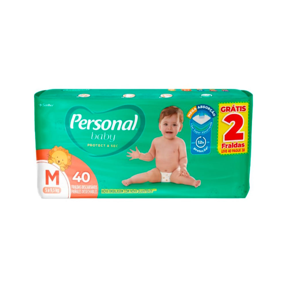 Fralda Descartável Personal Mega M Grátis 2 Fraldas 40 unidades ...